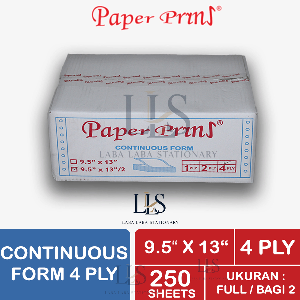 Jual CONTINUOUS FORM PAPER PRINT 9.5 X 13 4 PLY NCR FULL BAGI 2 FAKTUR ...