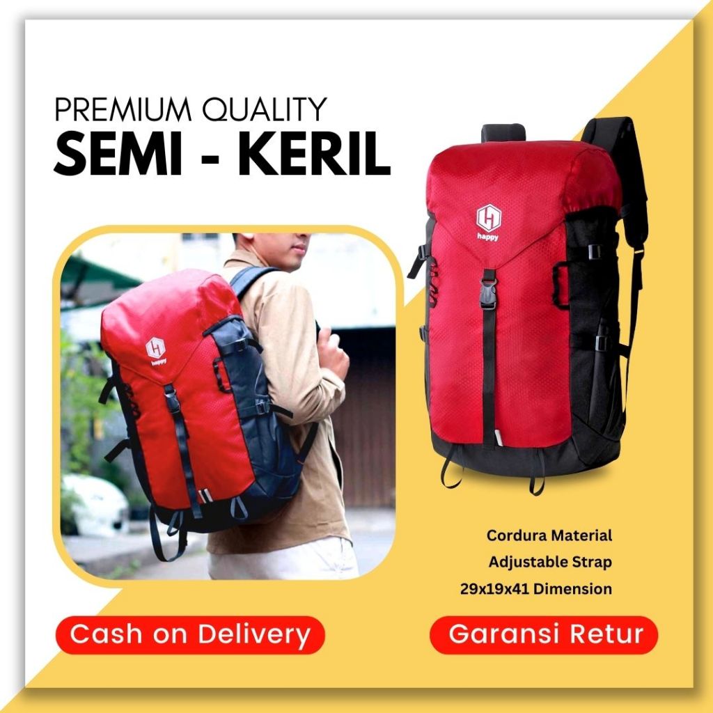 Jual Tas Gunung Pria Semi Keril / Ransel Hiking Backpack Outdoor Bahan Cordura Kuat Lengkap Free ...