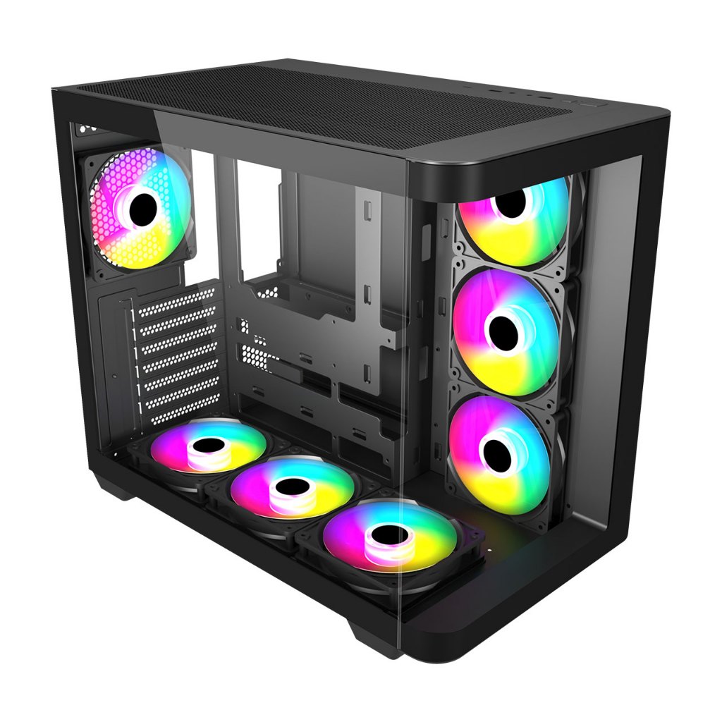 Jual FSP M380 Panoramic Black / White Free 4 Fan ARGB | Casing PC ATX ...