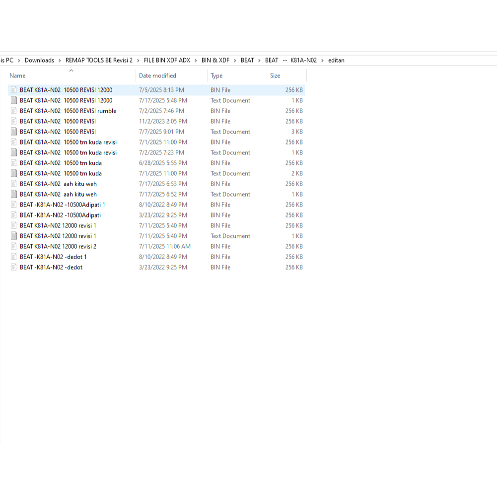 Jual FILE REMAP BIN DAN XDF UNTUK SEMUA MOTOR BEAT LENGKAP DENGAN FILE ORI/STANDAR PLUS EDITAN ...