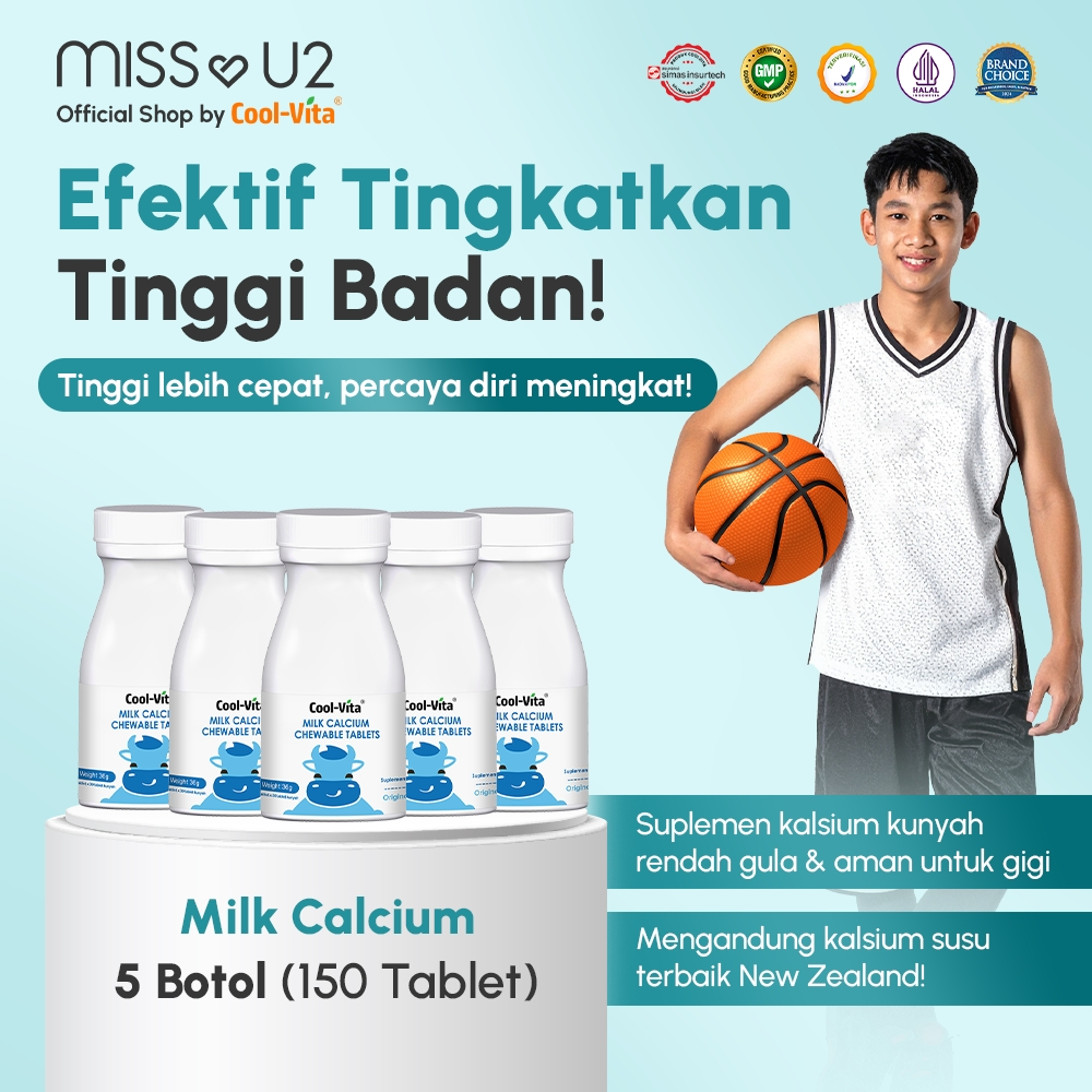 Jual COOLVITA ORIGINAL Milk Calcium Chewable Tablet Rasa Original 5 Botol Multivitamin Miss U2 ...
