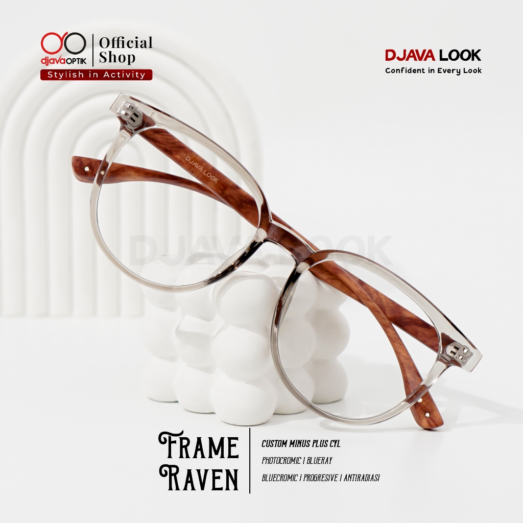 Jual DJAVA OPTIK - Frame Raven - Kacamata Pria Sporty Oval Minus Supersin Bluelight Transition ...