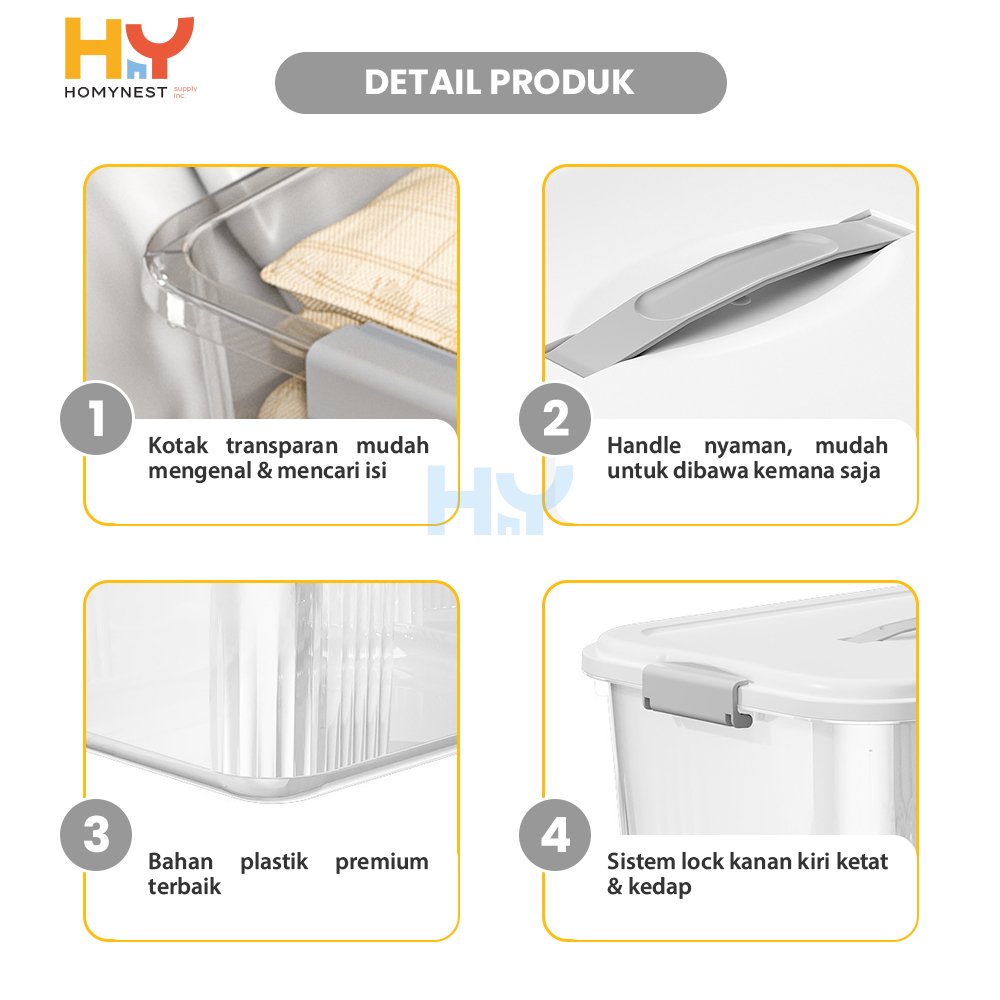 Jual HOMYNEST Box Container Plastik Jumbo Kotak Penyimpanan Serbaguna ...