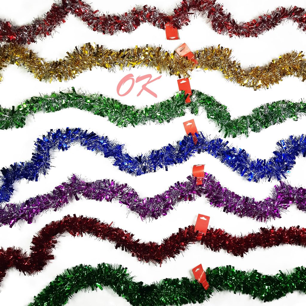 Jual OKB Slinger Polos Besar Padat Silver 2 Meter 8 cm Rumbai Tinsel ...