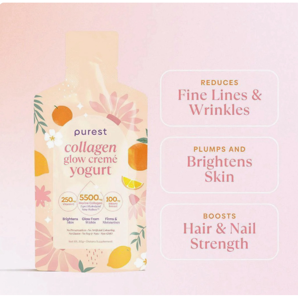Jual The Purest Co Collagen Glow Creme Yogurt 5500mg (15 Sachet & 30 ...