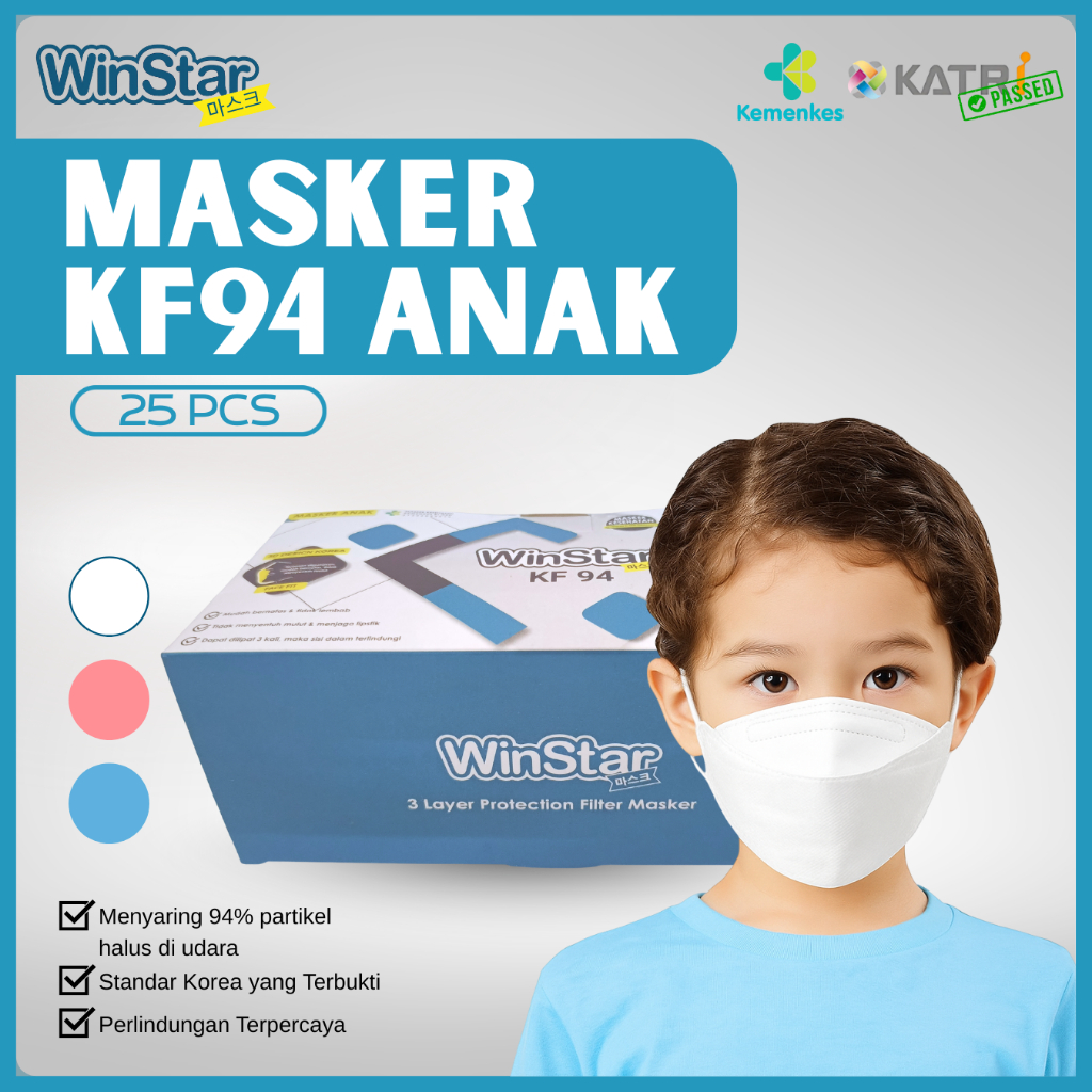 Jual WinStar MASKER ANAK KOREA KF94 - Masker Kesehatan 3 PLY (25 PCS ...