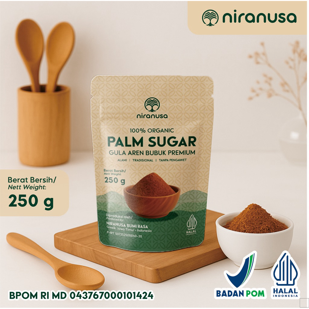 Jual Gula Aren Bubuk Organik 250g (BPOM) - Palm Sugar Premium • Tanpa ...