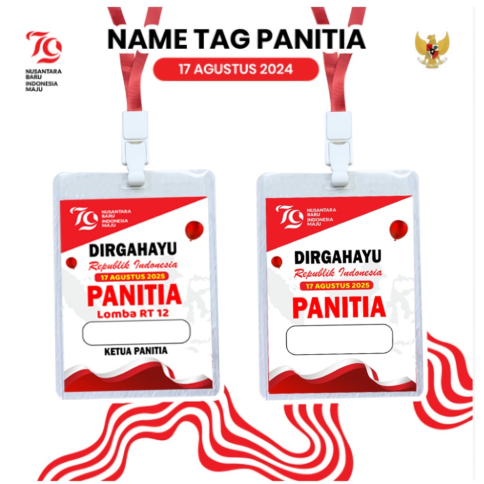Jual SET Name Tag Panitia | Name tag Panitia Kemerdekaan | Shopee Indonesia