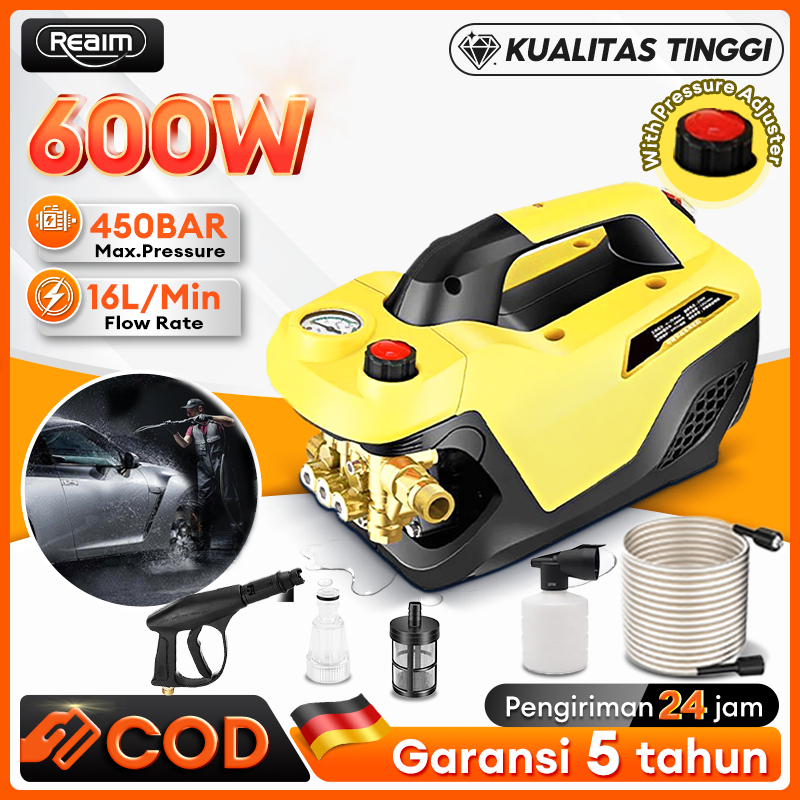 Jual Reaim 600W 450Bar Jet Cleaner Air High Pressure Washer Alat Cuci ...