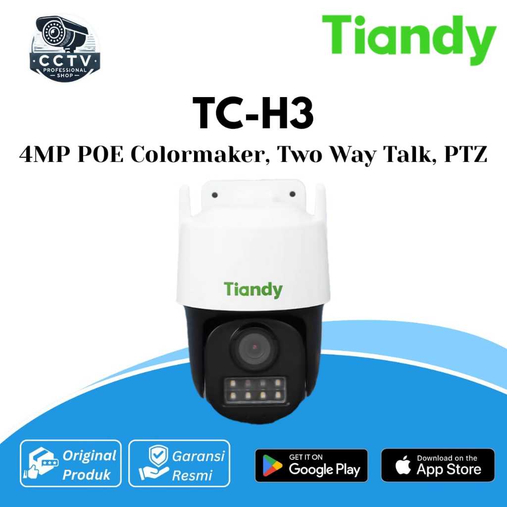 Jual Tiandy TC-H3 Kamera PTZ Outdoor 3MP WiFi dengan Colormaker Two Way ...