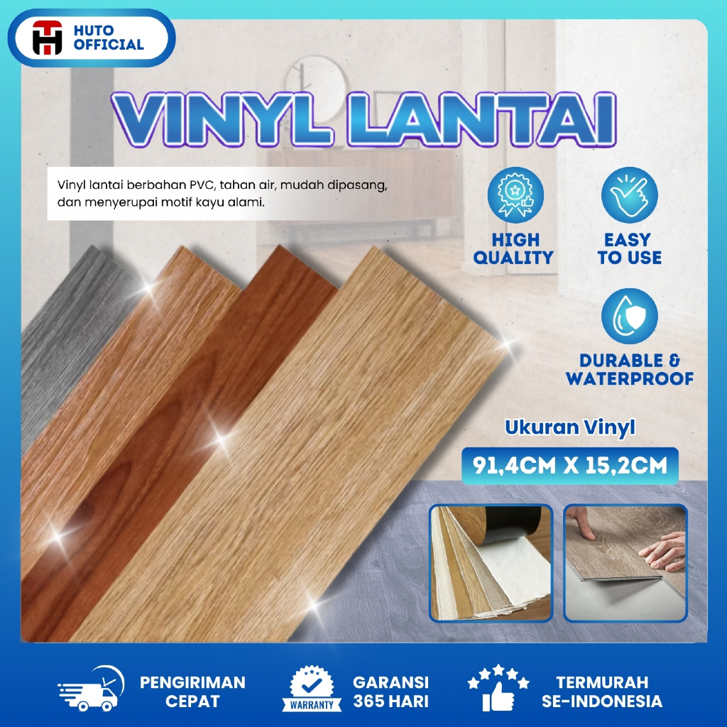 Jual HUTO Vinyl Stiker Lantai Kayu 91.4x15.2 cm Premium Flooring Vinil ...