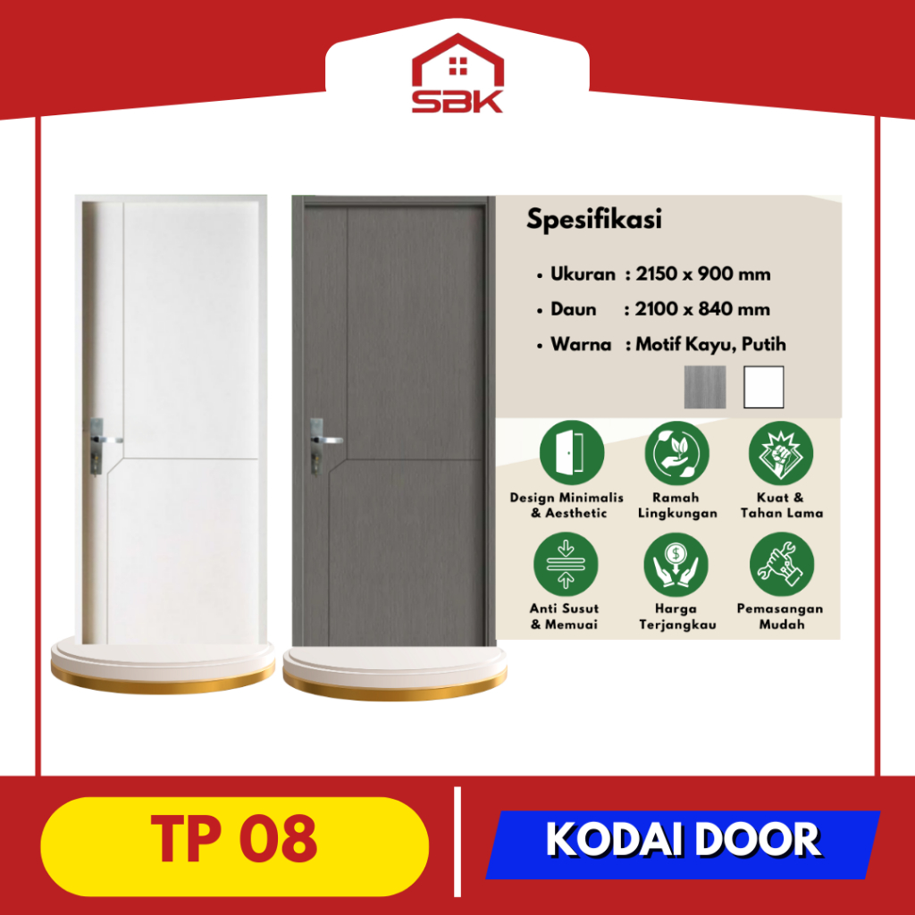 Jual Pintu Kamar | Pintu Engineering Door 90x215 TP08 KODAI | Shopee ...