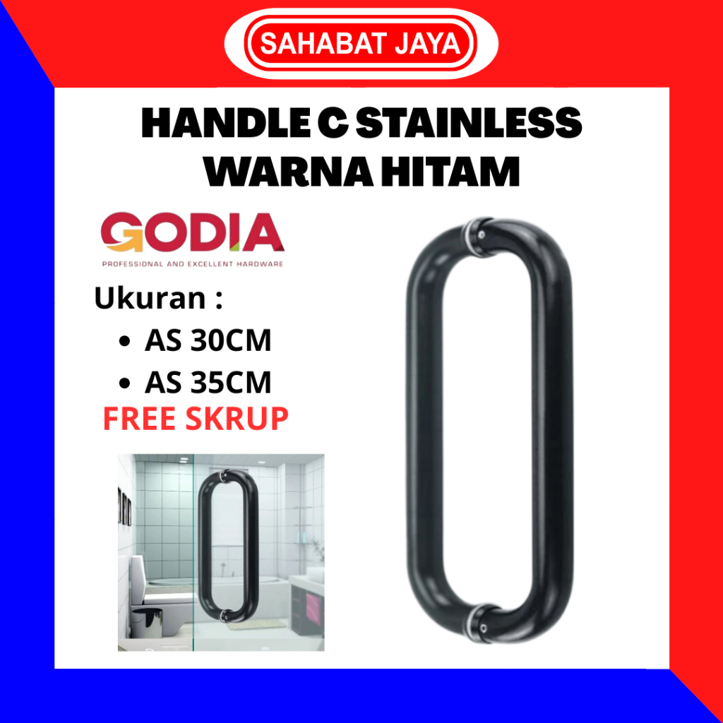 Jual HANDLE C STAINLESS STEEL WARNA HITAM HANDLE PIPA PINTU ALUMINIUM ...