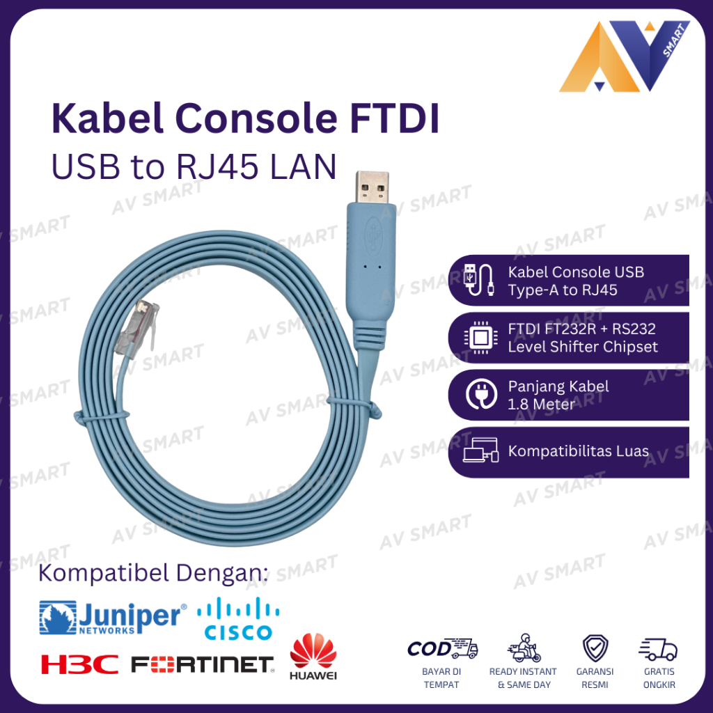 Jual Kabel Console Cisco USB A to RJ45 LAN FTDI Chipset 1.8M 1.8 Meter ...