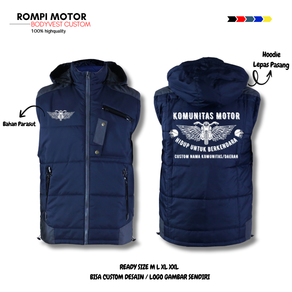 Jual Custom Rompi Bikers Pria - Rompi Motor Safety For Drivers Custom ...