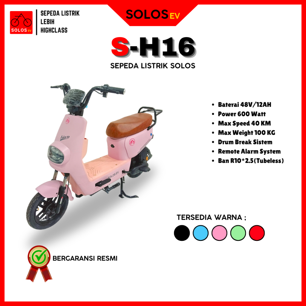 Jual NEW ARRIVAL!!! Sepeda Listrik Solos Type S-H16 Power Dinamo 600W ...