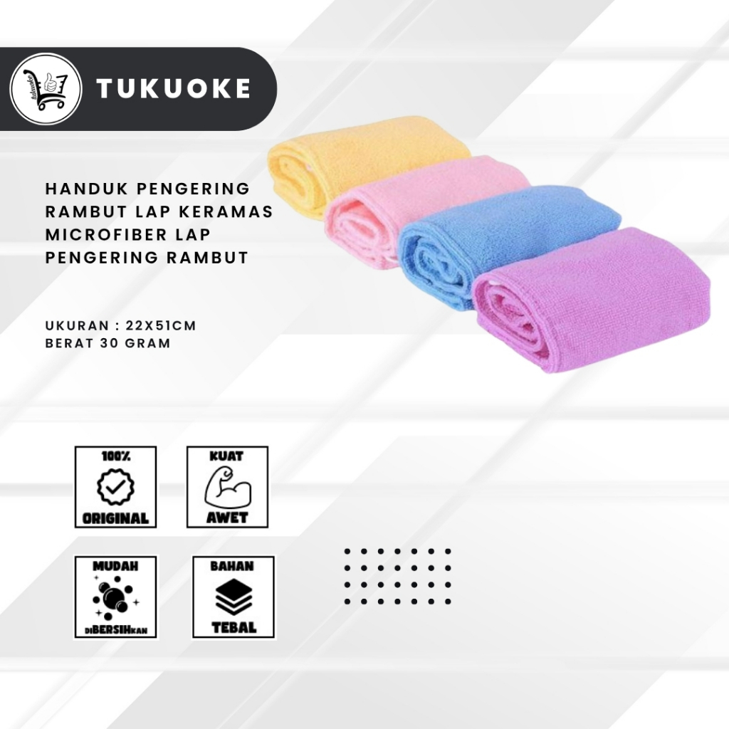 Jual HANDUK PENGERING RAMBUT LAP Keramas Microfiber Lap Pengering ...