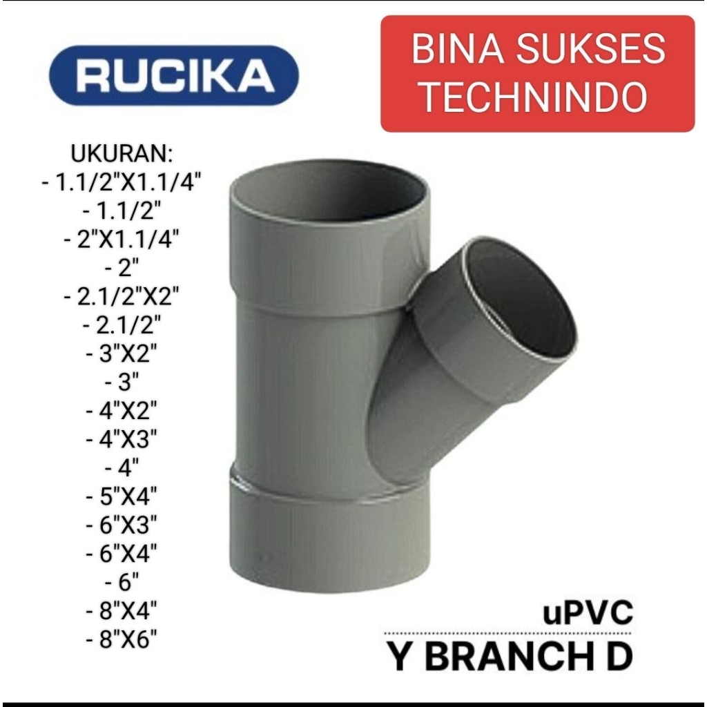 Jual 6" INCH Y - BRANCH D TIPIS ( D - Y ) RUCIKA uPVC SAMBUNGAN PIPA ...