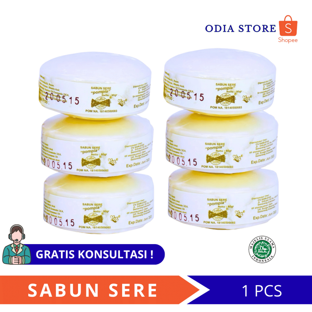 Jual Sabun Sereh Bunga Bakung Pompia 80 GR Mengatasi Jerawat Bau Badan ...