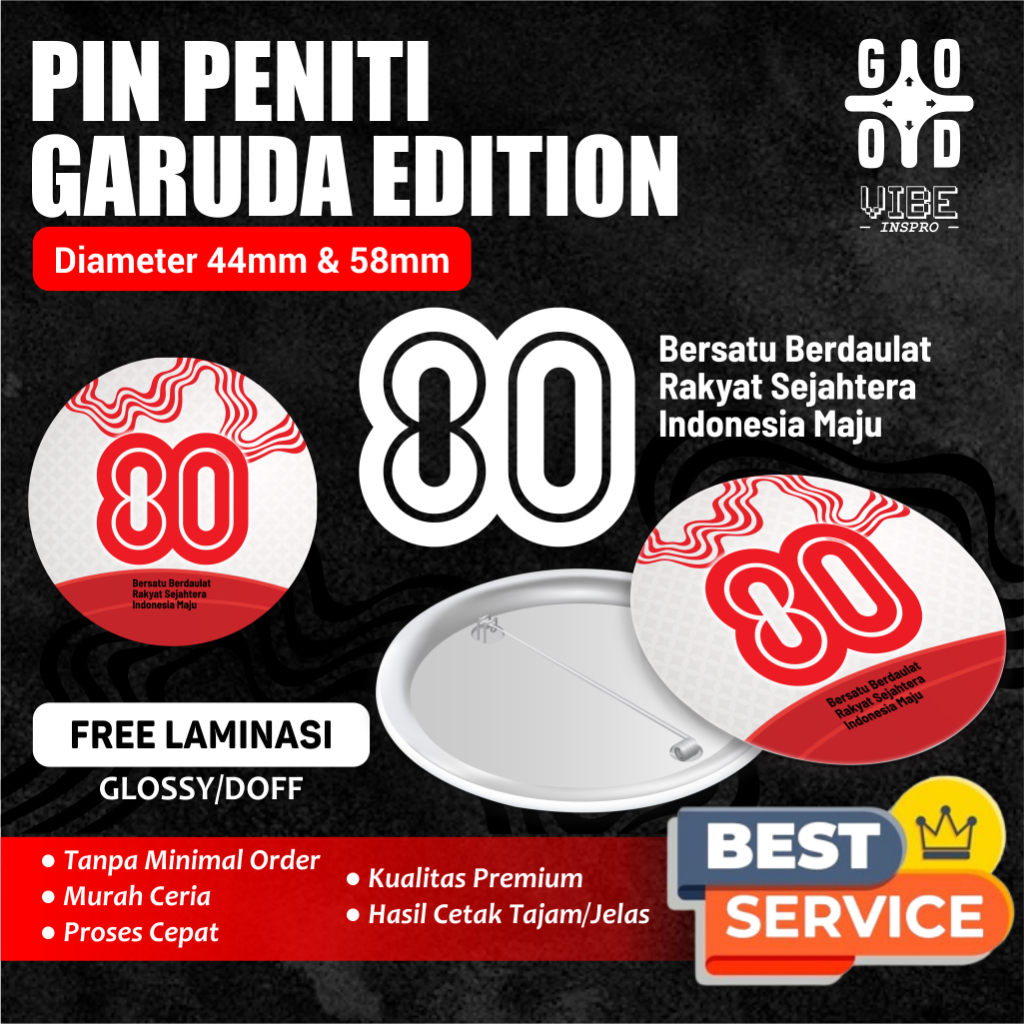 Jual PROMO !!! PIN PENITI GARUDA 44 & 58mm HUT RI / LOMBA / AGUSTUSAN ...