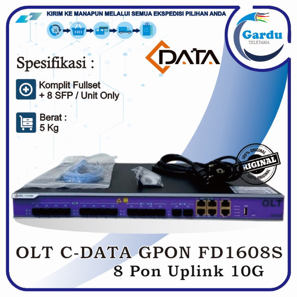 Jual OLT GPON 8 PON C-DATA FD1608S-B1-PDX0 8PORT PSU AC+DC | Shopee ...