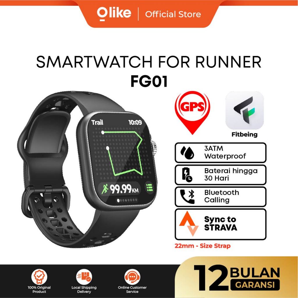 Jual OLIKE GPS Smartwatch FG01 1.85" Screen Long Live Battery Up To 30 ...
