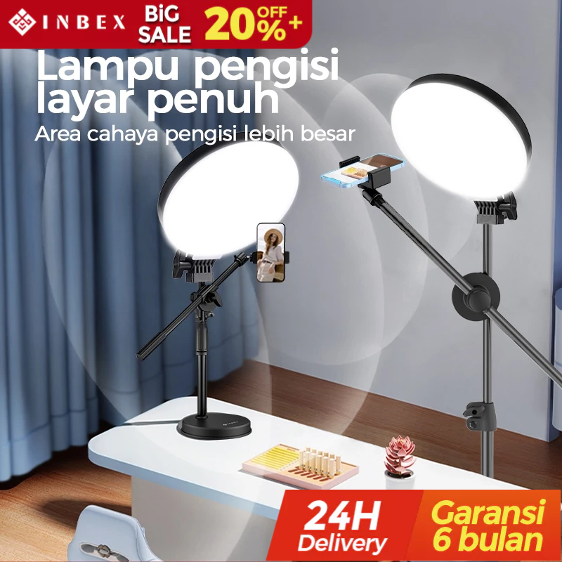 Jual MOTOM live streaming LED Lampu 360° lighting Overhead Phone Holder ...