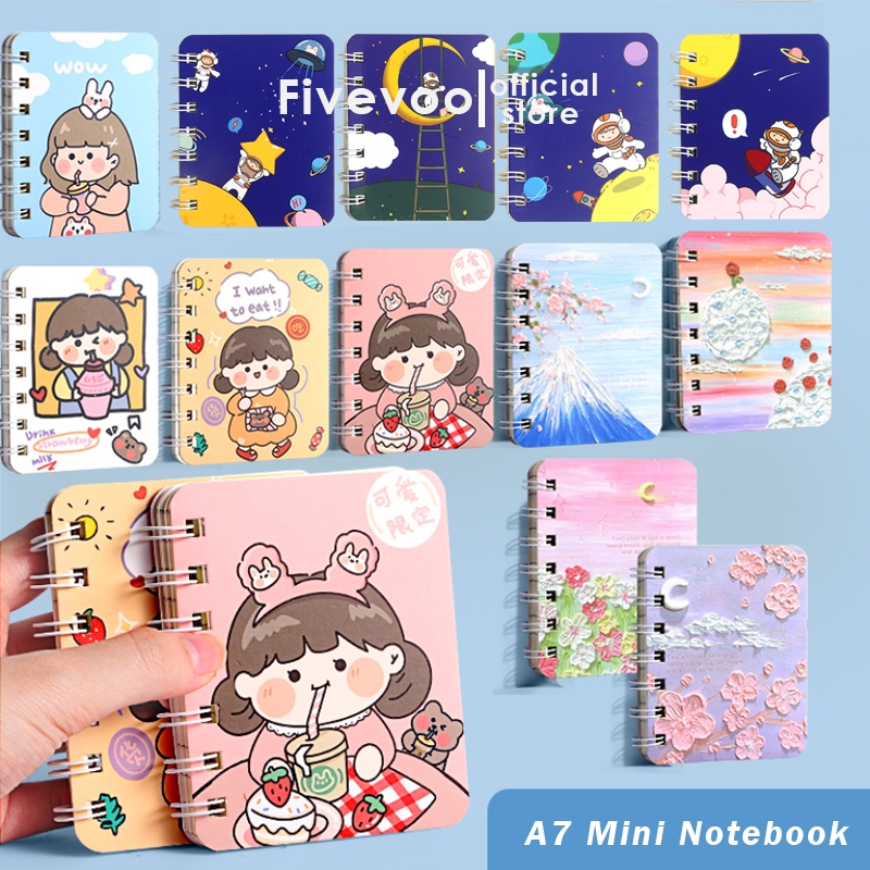 Jual FIVEVOO 4pcs 8pcs Notebook aesthetic A7/Coil catatan notes kecil ...