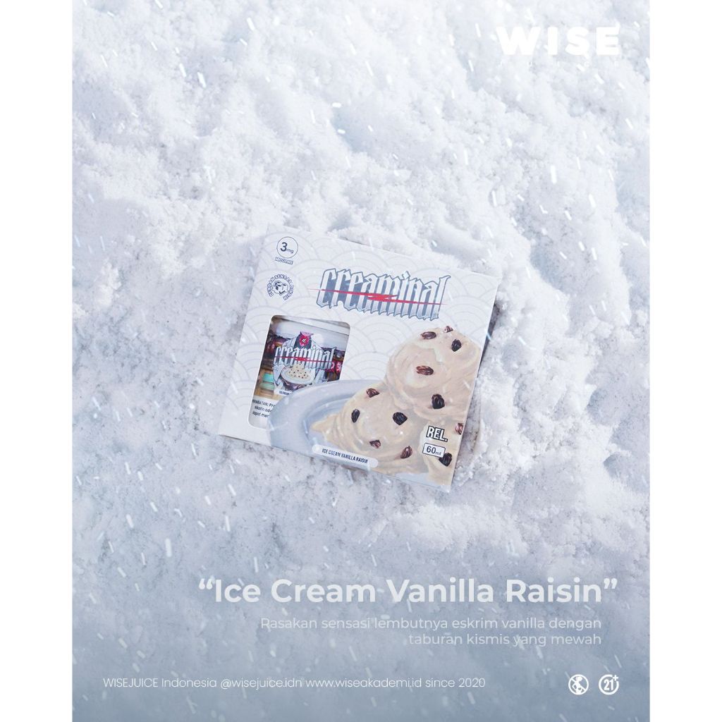 Jual CREAMINAL ICE CREAM VANILLA RAISIN 60ML 3MG 6MG BY BADASS X UNWISE ...