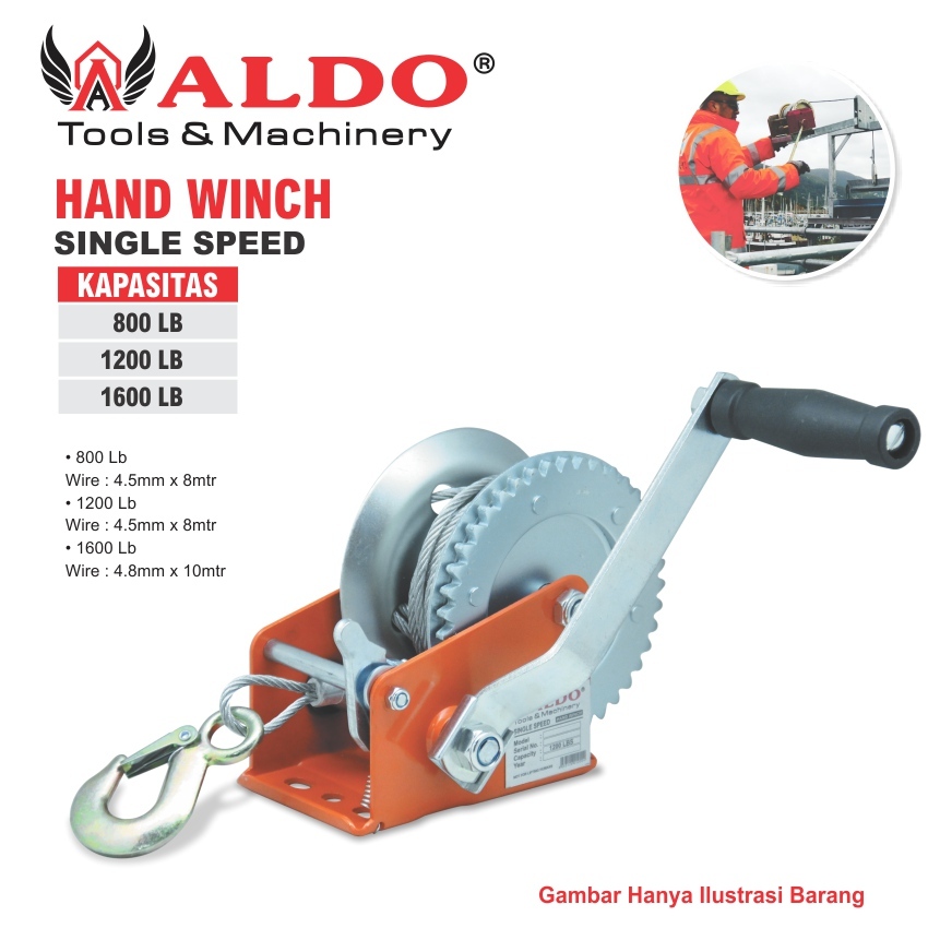 Jual HAND WINCH SINGLE SPEED / KATROL MANUAL / KEREKAN MERK ALDO ...