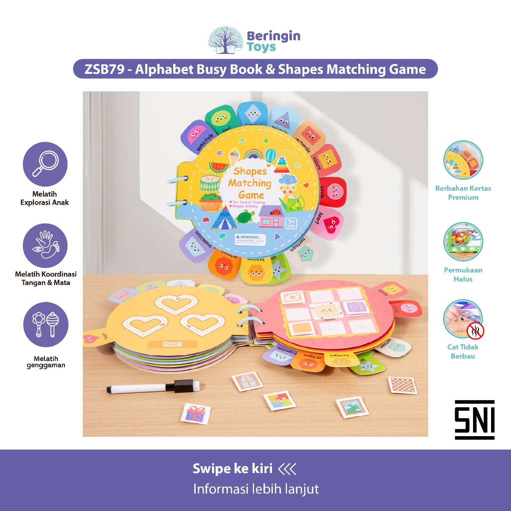 Jual Beringin Toys - Alphabet Busy Book & Shapes Matching Game / Buku ...