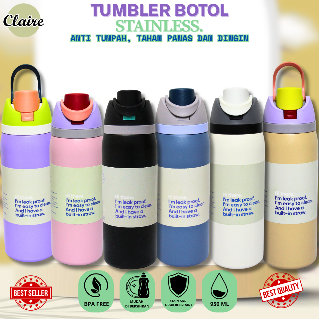 Jual [Claire] Botol Minum Termos Stainless 950 ML Tahan Panas Dan ...