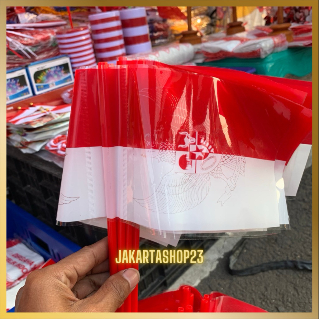 Jual Bendera merah putih stik garuda isi 10 pcs / bendera karnaval ...