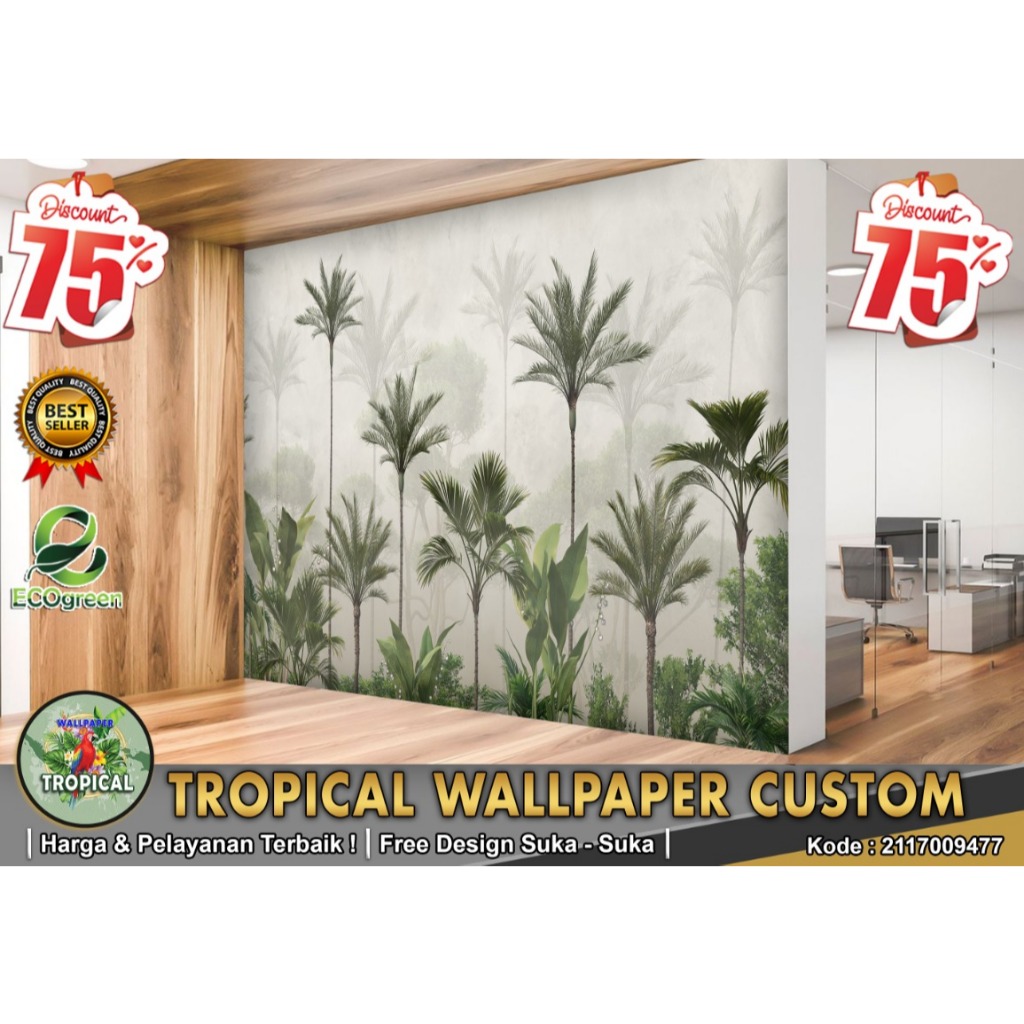 Jual Wallpaper Custom & Wallstiker Custom 3D Tema Tumbuhan | Elegant ...