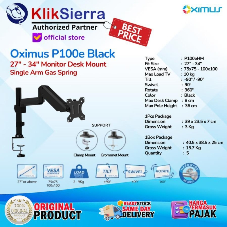 Jual OXIMUS P100e Hitam Putih - Braket TV LED LCD Monitor Deskmount Gas ...