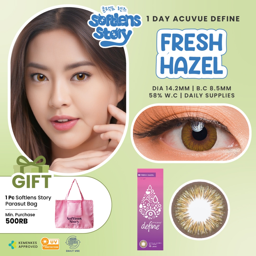 Jual Acuvue Define Fresh Hazel Softlens Warna 5 Pasang Softlens Harian ...