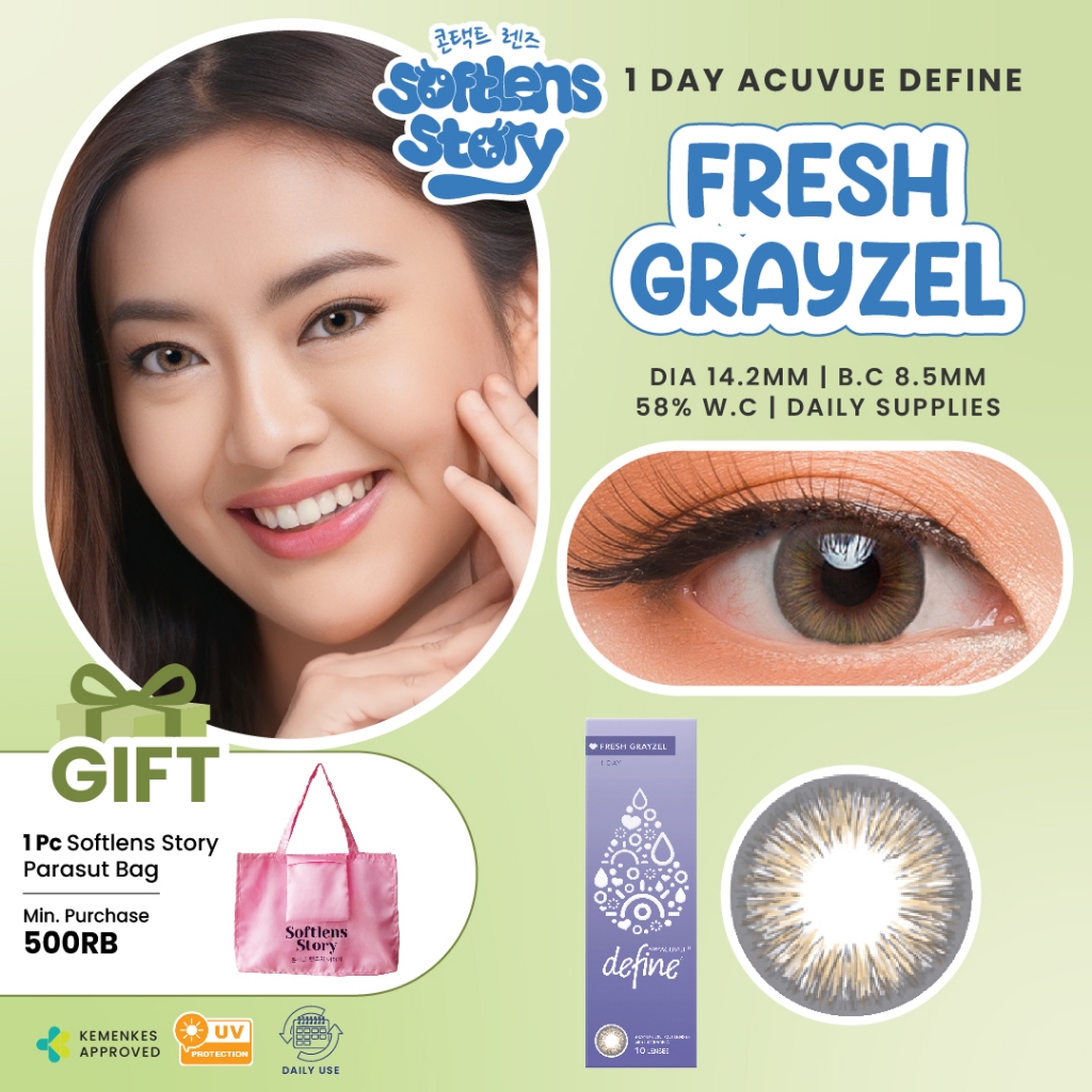 Jual Acuvue Define Fresh Grayzel Softlens Warna 5 Pasang Softlens Harian | Shopee Indonesia