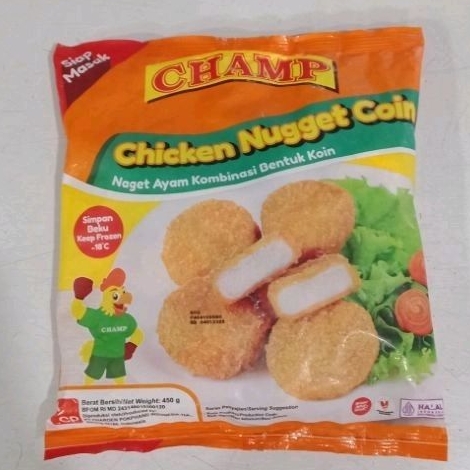 Jual Champ nuget ayam coin 200gr naget ayam bentuk coin | Shopee Indonesia