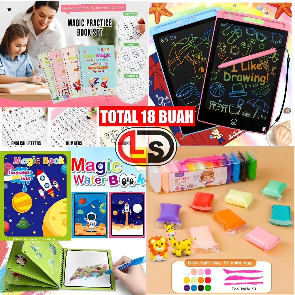 Jual LS [TOTAL 18 ITEM] Paket Buku Anak Belajar Menulis Menghitung Serta Mengasah Kreativitas ...