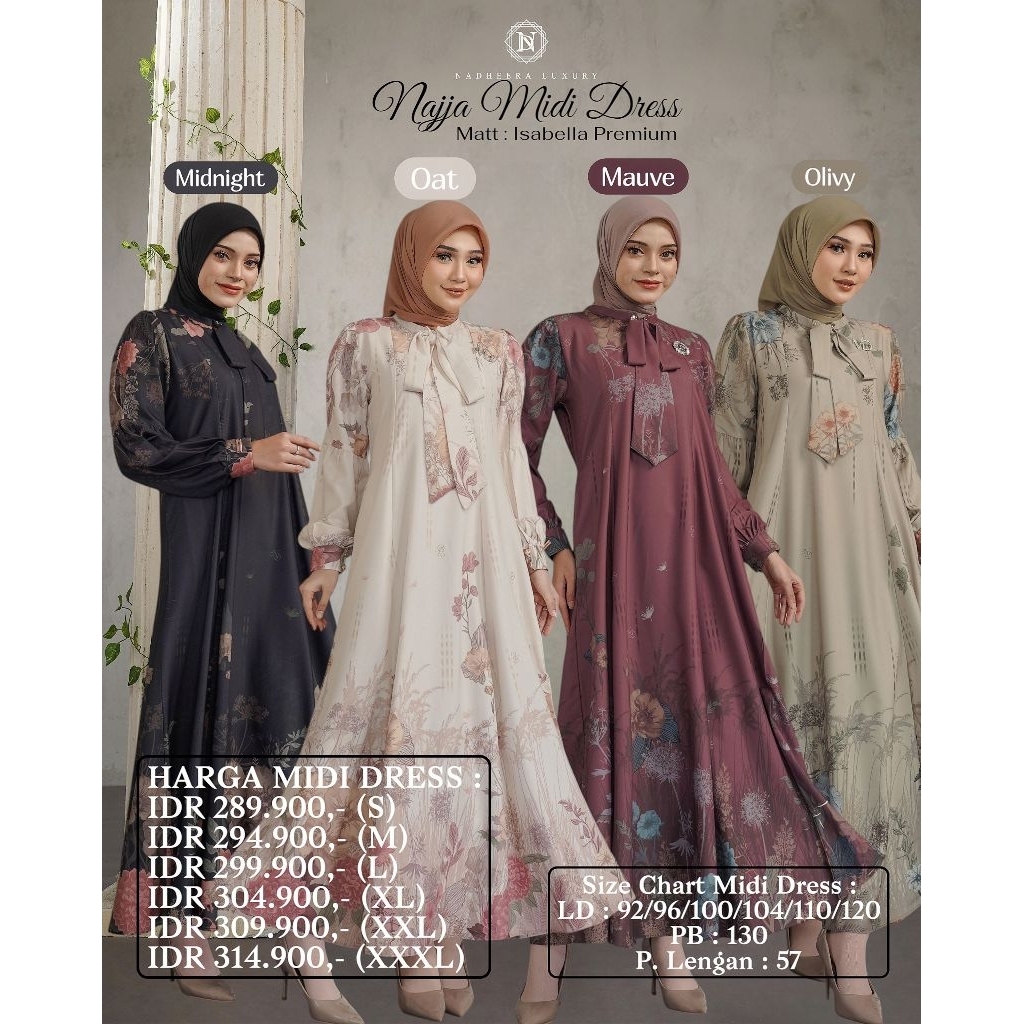 Jual NAJJA SERIES MIDI DRESS & DRESS NADHEERA LUXURY | Shopee Indonesia