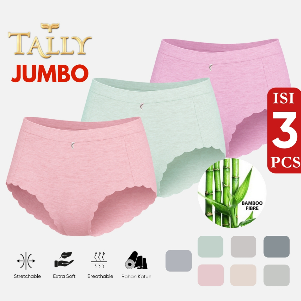 Jual TALLY Sarwendah 3 Pcs, 6 Pcs, 12 Pcs CD 3604 Celana Dalam Wanita JUMBO Bahan Katun Bambu ...