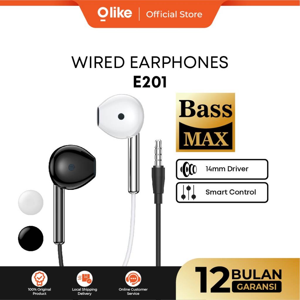 Jual Olike Headset Handsfree 3.5MM E201 Wired Earphone Mic Cocok Untuk ...