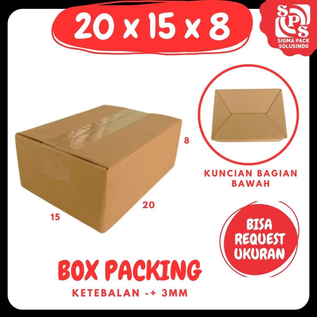 Jual Kardus 20x15x8 Box A0 Packing Karton Dus Kotak Kemasan kosmetik ...