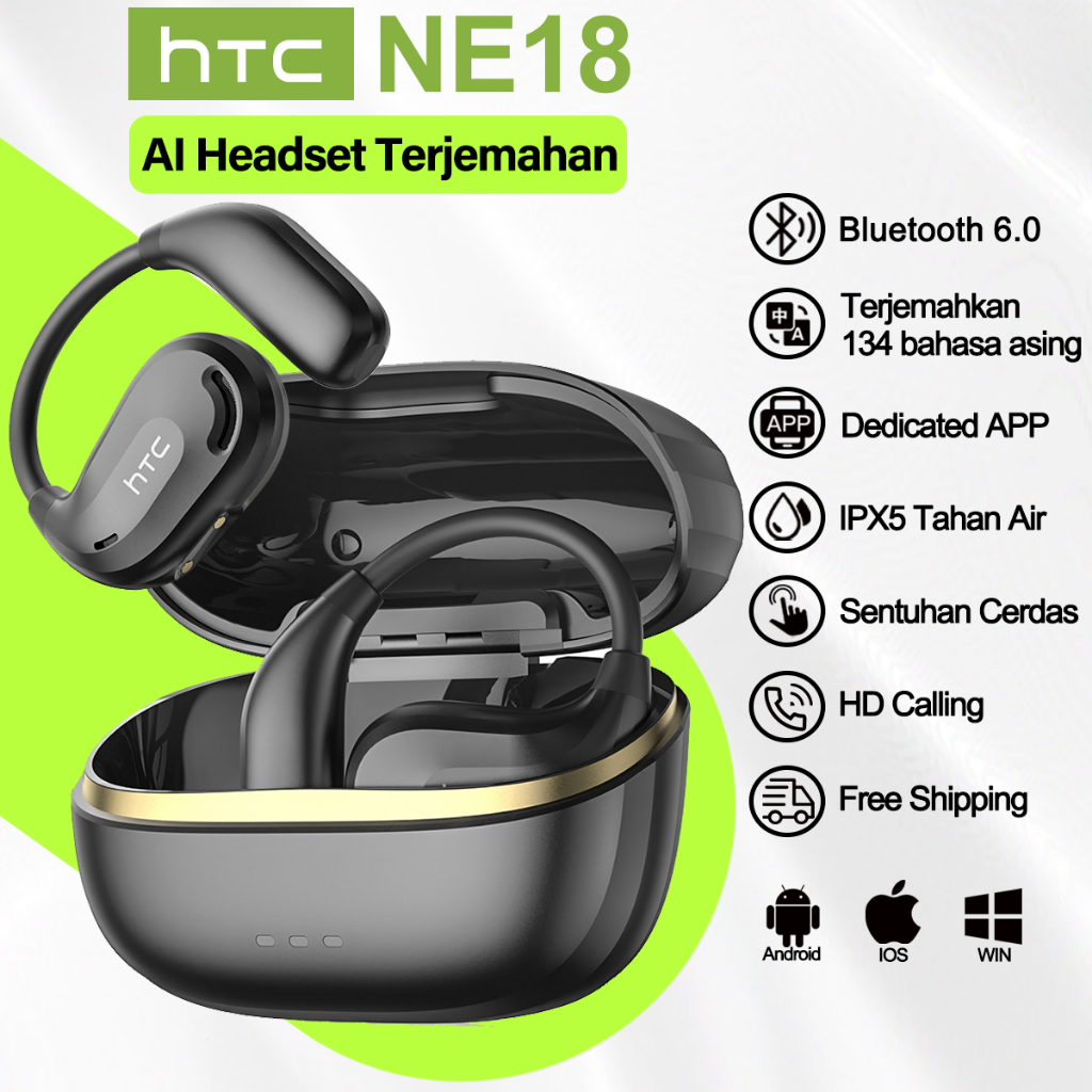 Jual HTC NE18 Headset terjemahan AI True wireless Bluetooth earphones ...