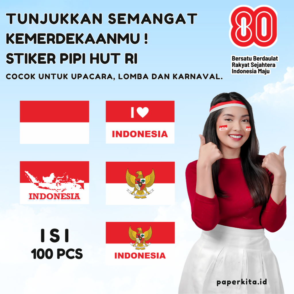 Jual Stiker Pipi Bendera Indonesia Merah Putih 100 Pcs HUT RI Agustusan ...