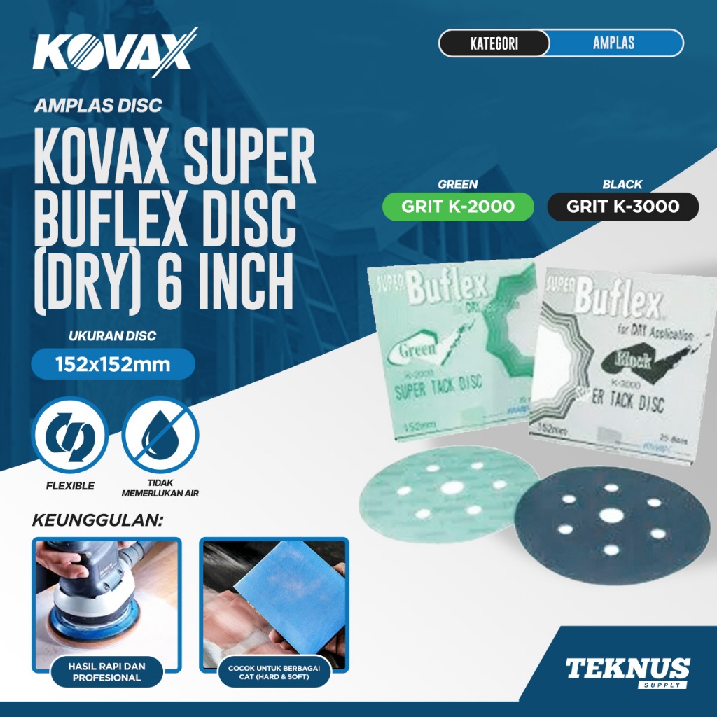 Jual Amplas Disc 6 inch 152mm Dry KOVAX Super Buflex Amplas Otomotif ...