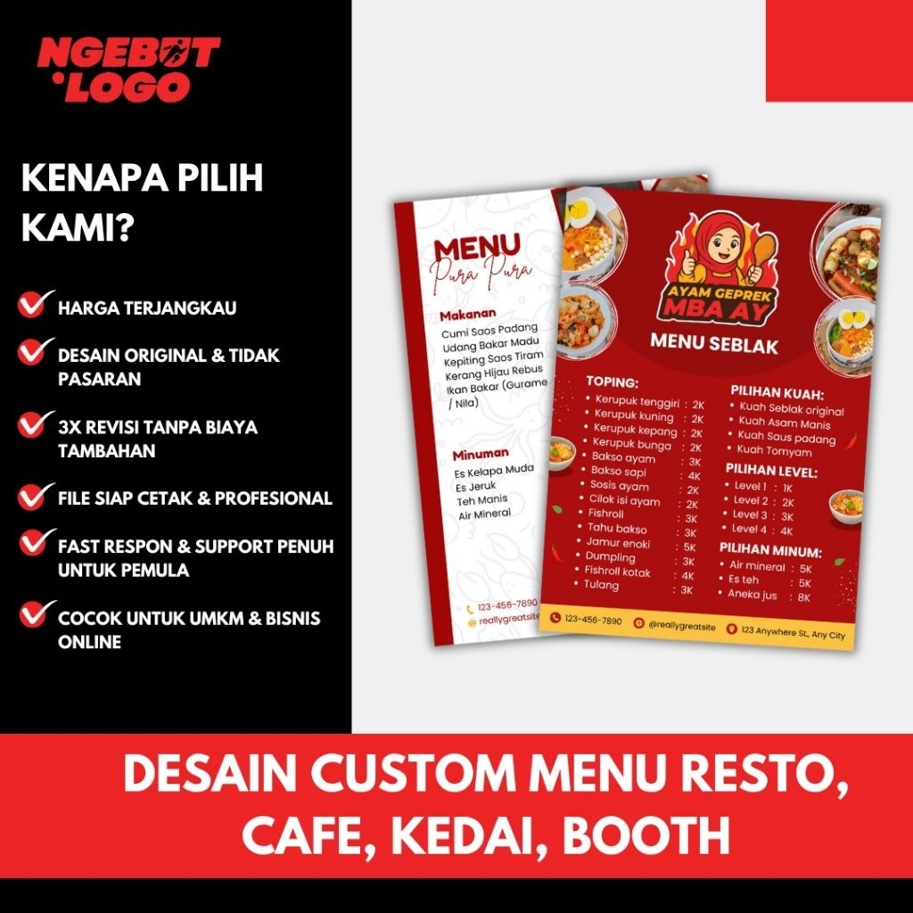 Jual Jasa Desain Menu Makanan & Minuman | Cafe, Resto, Kedai | Shopee ...