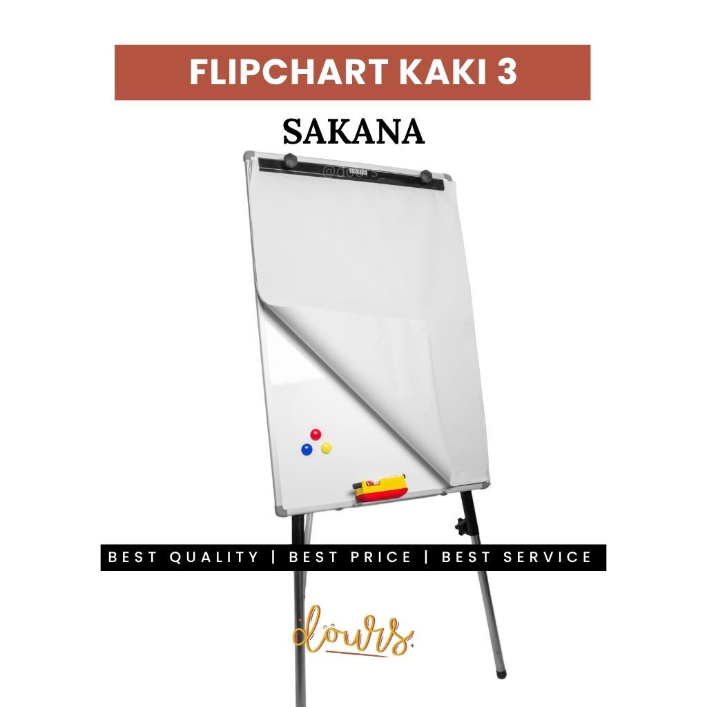Jual SAKANA Flipchart Magnetik Kaki 3 Papan Tulis Presentasi / Standing ...