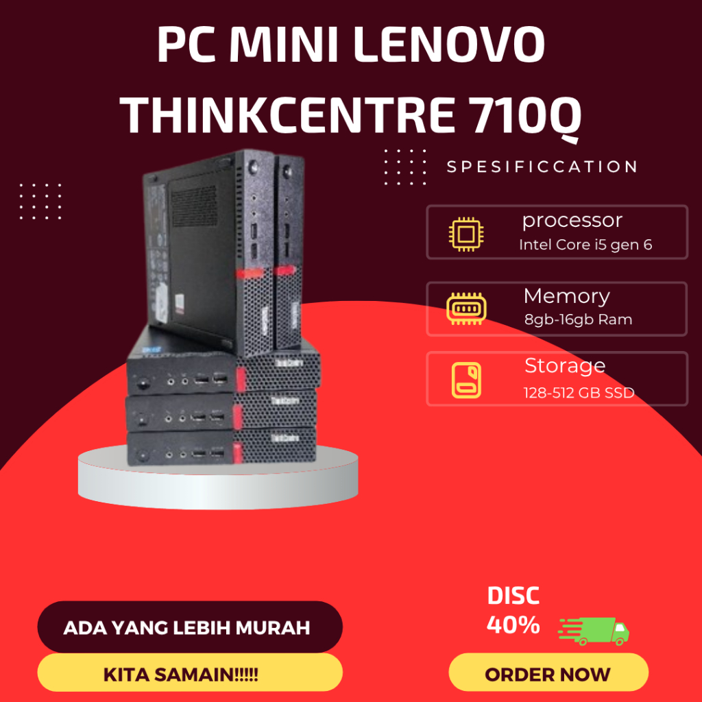 Jual MINI PC LENOVO THINKCENTRE M700 CORE I5 6100T RAM 16GB SSD 512GB ...
