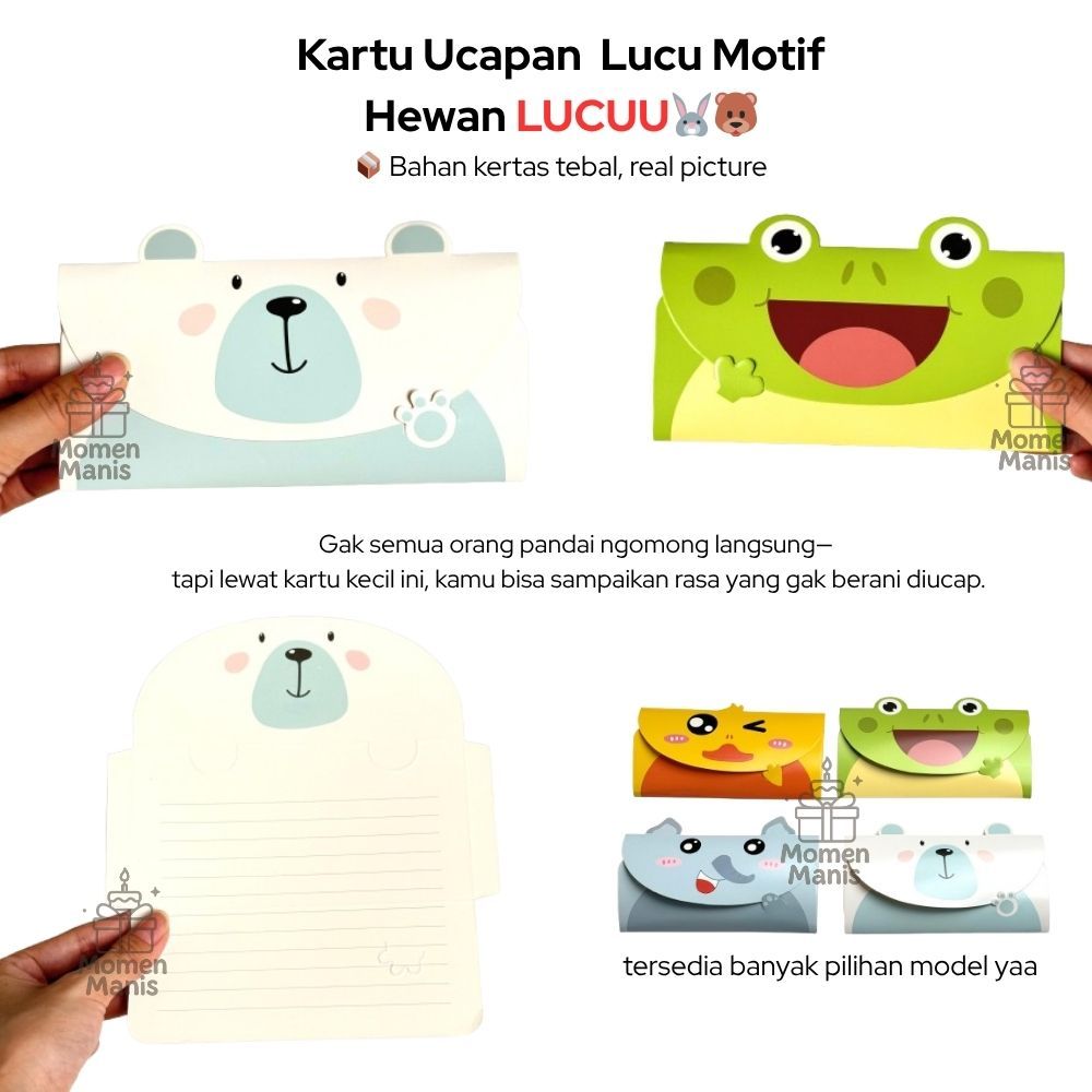 Jual Kartu Ucapan Amplop Surat Angpao Karakter Hewan Lucu Animal ...